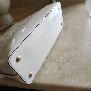 Coach | Bags | Coach Signature Cora Ivory Patent Leather Dome Satchel ...